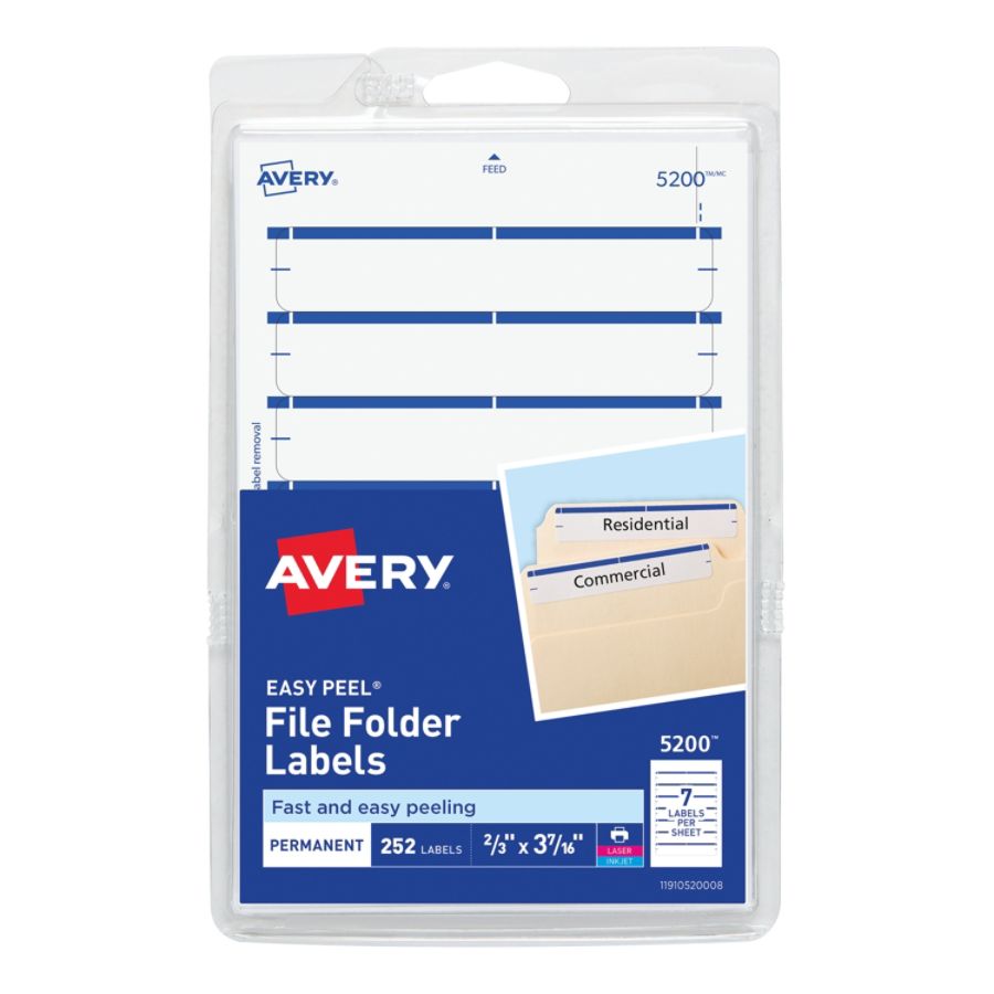 Avery Print Or Write Permanent InkjetLaser File Folder Labels 5200 58 x ...