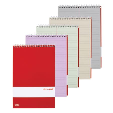 Office Depot Brand Assorted Steno Notebooks Pastel 6 x 9 80 Sheets Pack ...