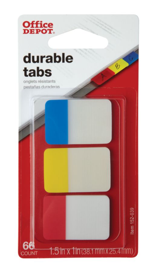 Office Depot Brand Filing Tabs 1 x 1 12 Assorted Colors 22 Tabs Per Pad ...