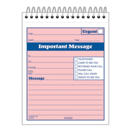 Adams While You Were Out Message Pad 4 14 x 5 12 50 Sheets Pink ...
