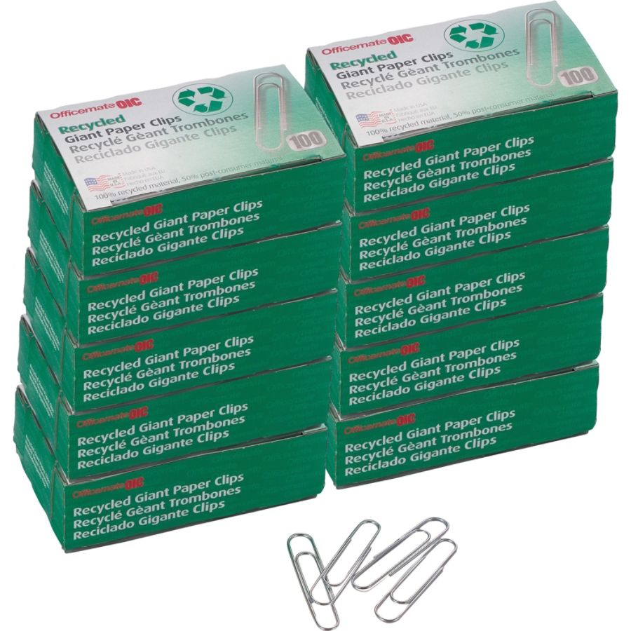 OIC Recycled Paper Clips Giant 1000 Pack Gray Steel by Office Depot ...