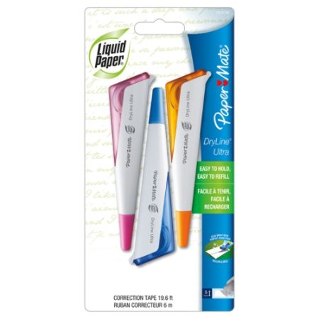 Paper Mate Liquid Paper DryLine Ultra Correction Tape Pack Of 3 by ...