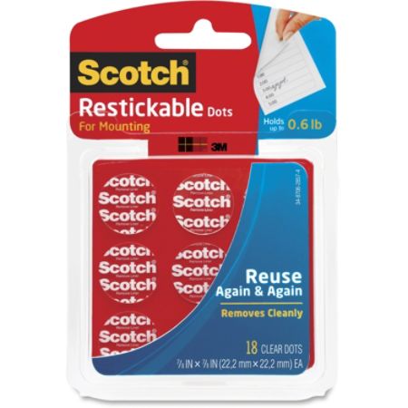 Scotch Restickable Clear Mounting Tabs 0.88 Width x 1 Length Removable ...