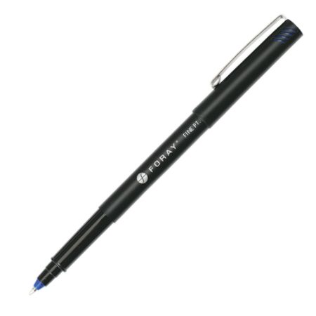 FORAY Rollerball Pens Fine Point 0.7 mm Black Barrel Blue Ink Pack Of ...
