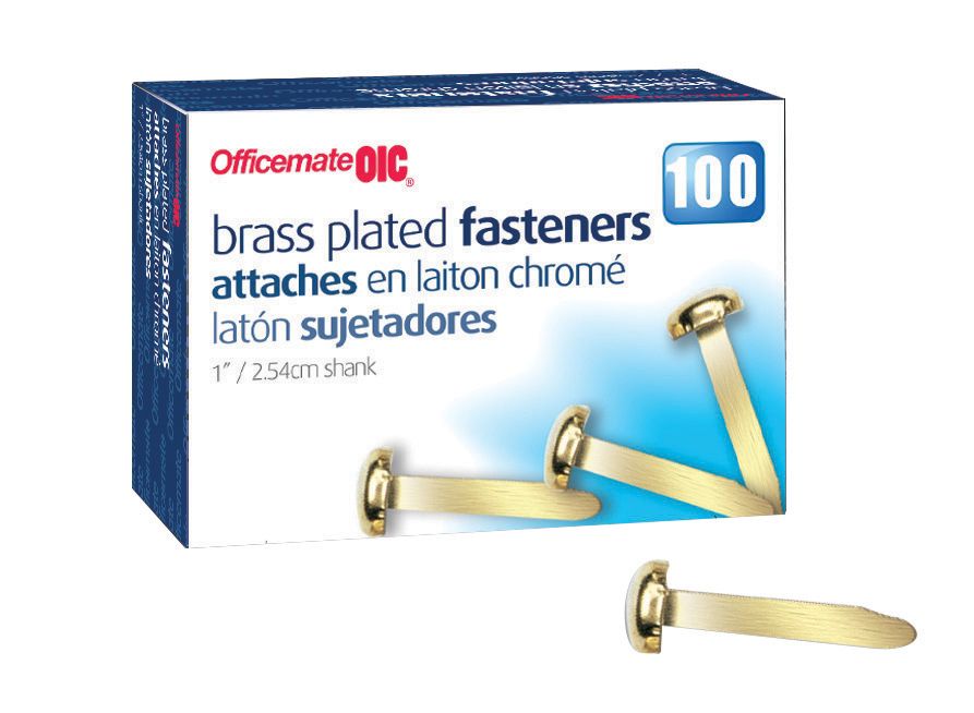 OIC Brass Plated Paper Fastener No. 4 1 Box Of 100 - Office Depot