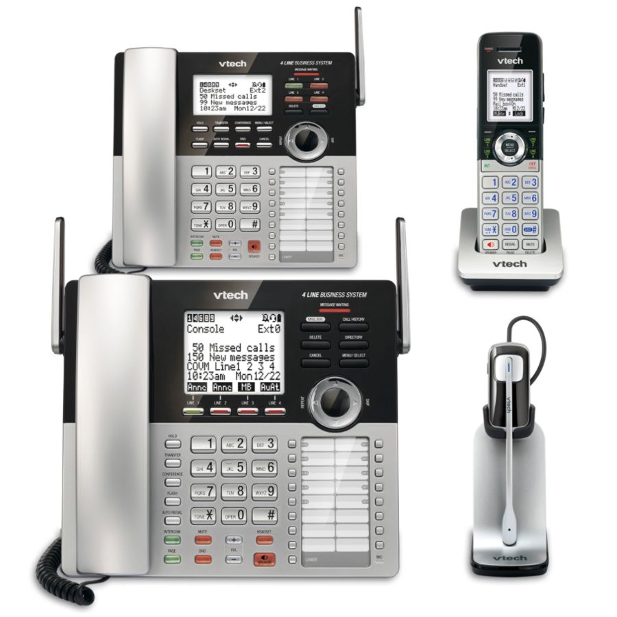 VTech CM18445 4 Line Small Business Office Phone System Bundle with 2 ...