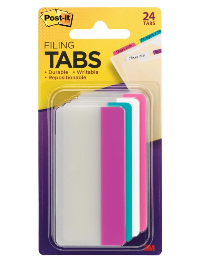 Post it Durable Filing Tabs 3 x 1 Assorted Colors 24 Flags Per Pad by ...
