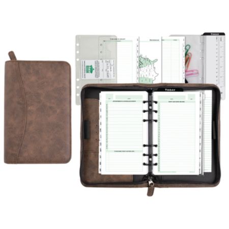 Day Timer Distressed Simulated Leather Planner Organizer Set 3 34 x 6 ...