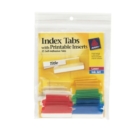 Avery Self Adhesive Index Tabs With Printable Inserts 1 12 Assorted ...