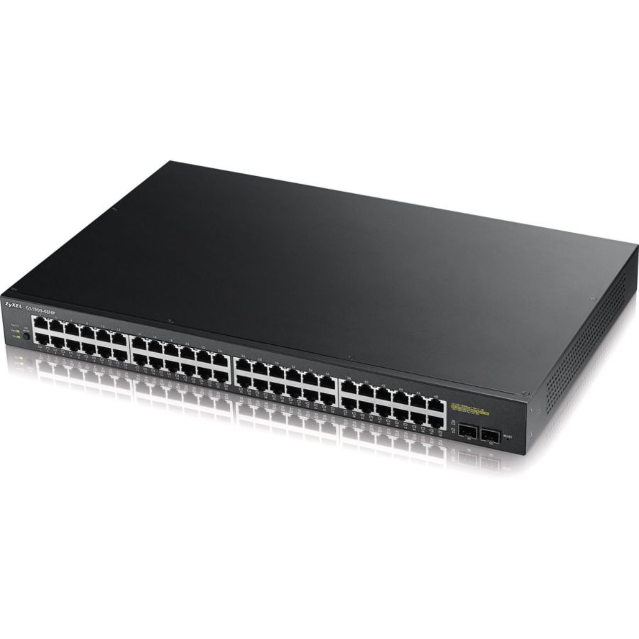 ZyXEL GS1900 48HP L2 Web Managed 48 Port GbE 170W PoE Rackmount Switch ...