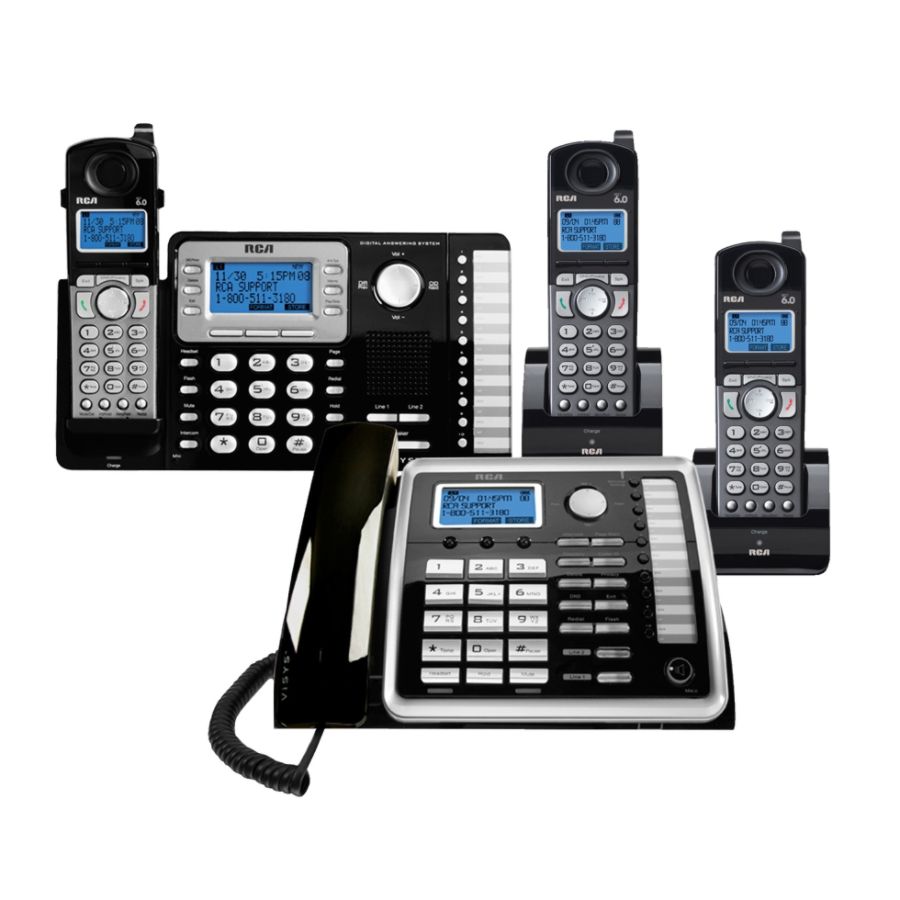 Telefield RCA 2 Line DECT 6.0 Expandable Cordless Phone System With ...