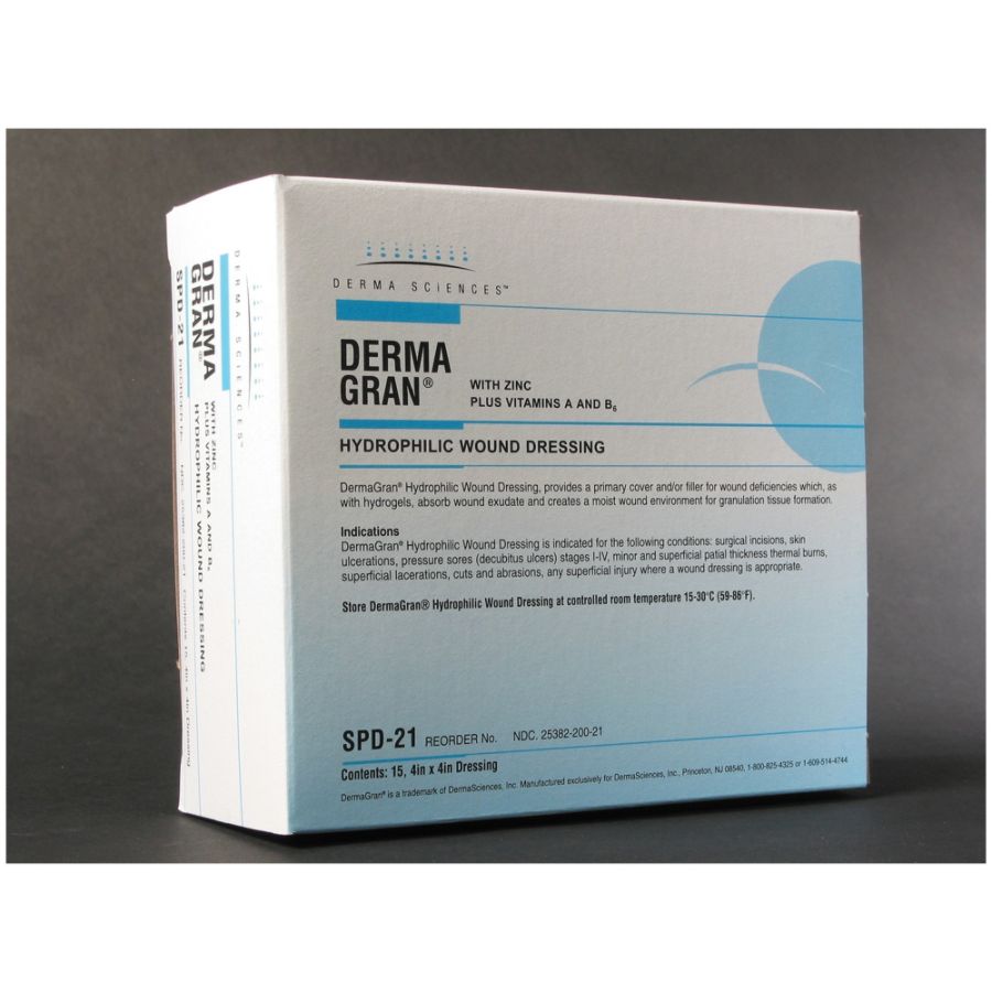 Derma Sciences Dermagran B Hydrophilic Wound Dressing 4 x 4 Pack Of 15 ...