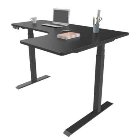 Loctek Height Adjustable Corner Desk With Right Return Black - Office Depot