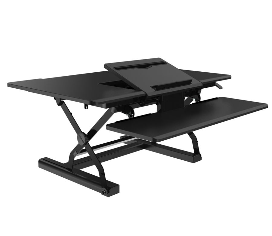 Loctek P Series Sit Stand Riser With Drop Down Keyboard Tray Black ...