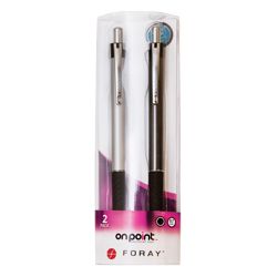 FORAY Stainless Steel Retractable Ballpoint Pens Fine Point 0.7 mm ...