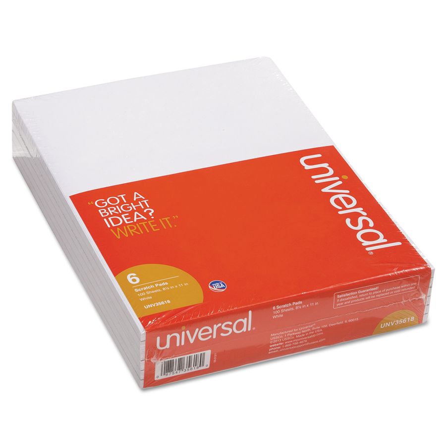 Universal Bulk Scratch Pads 8 12 x 11 Unruled 200 Pages 100 Sheets ...