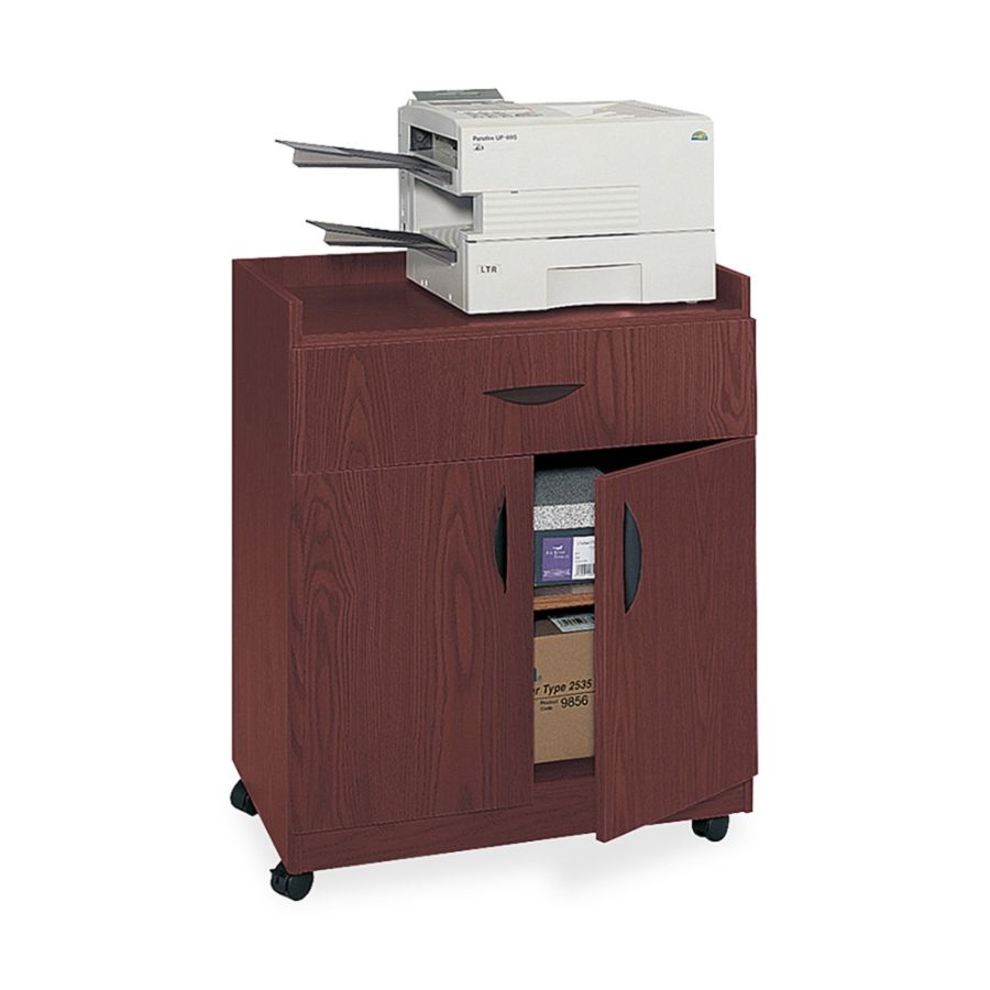 Safco Deluxe Mobile Machine Stand 36 14 H x 30 W x 20 12 D Mahogany ...