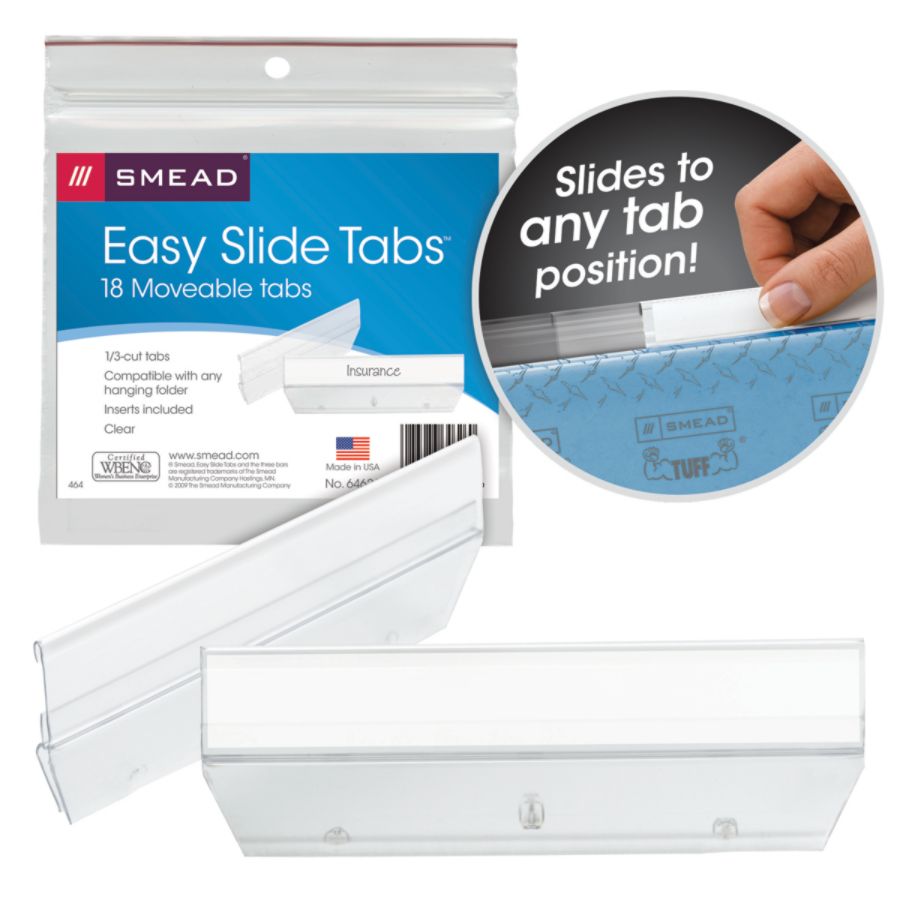 Smead Easy Slide Tabs 3 12 x 12 Clear Pack Of 18 - Office Depot
