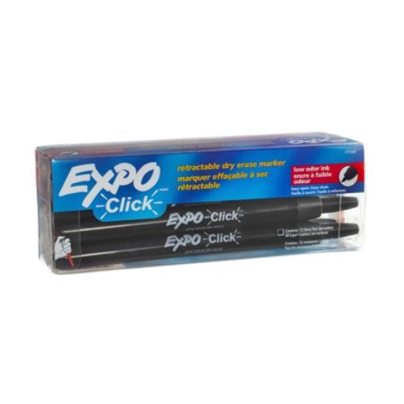 EXPO Click Fine Point Dry Erase Markers Black Pack Of 12 - Office Depot