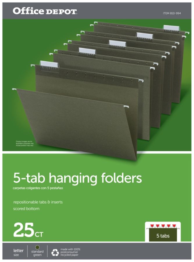 Office Depot Hanging Folders Green 25 Pk - Office Depot