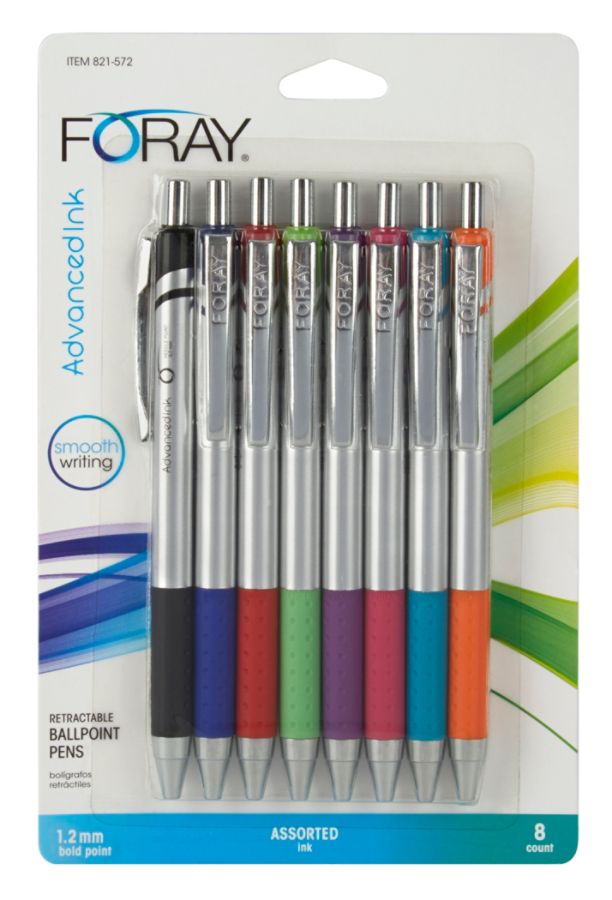 FORAY Advanced Ink Retractable Ballpoint Pens Bold Point 1.2 mm ...