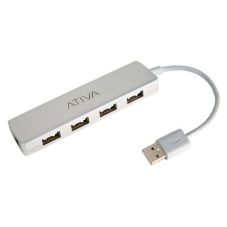 Ativa 4 port 480Mbps USB 2.0 Hub Silver UH 118S - Office Depot