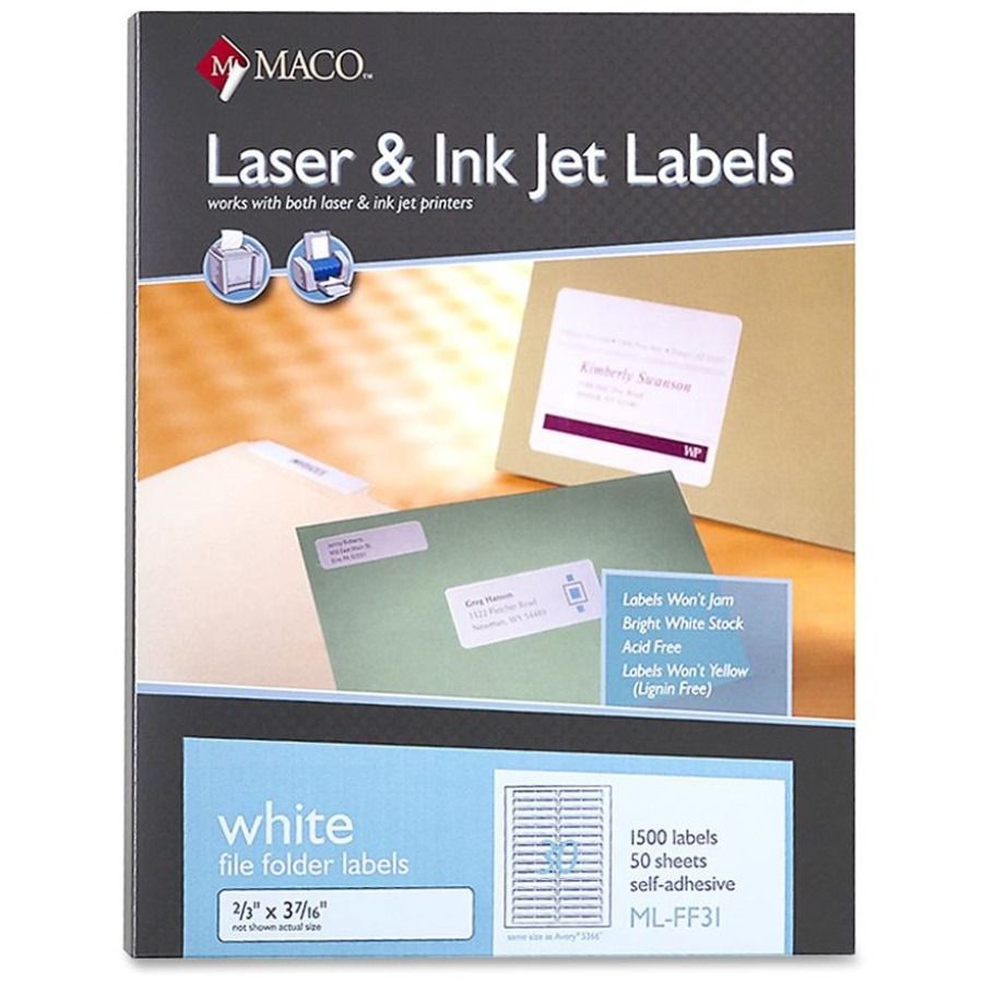 Maco Assorted LaserInkjet File Folder Labels Permanent Adhesive 4364 ...