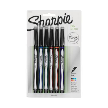 Sharpie Pens Fine Point 0.8 mm Black Barrels Assorted Ink Colors Pack ...
