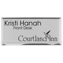 Engraved Metal Name Badge 1 14 x 2 34 Silver by Office Depot & OfficeMax