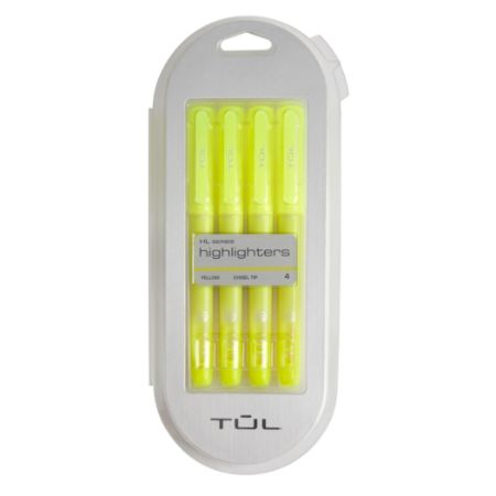 TUL Highlighter Chisel Tip Fluorescent Yellow Pack Of 4 Highlighters ...