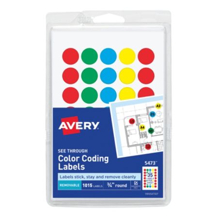 Avery Removable Color Coding Round Labels 5473 34 Assorted Colors Pack Of 1015 - Office Depot